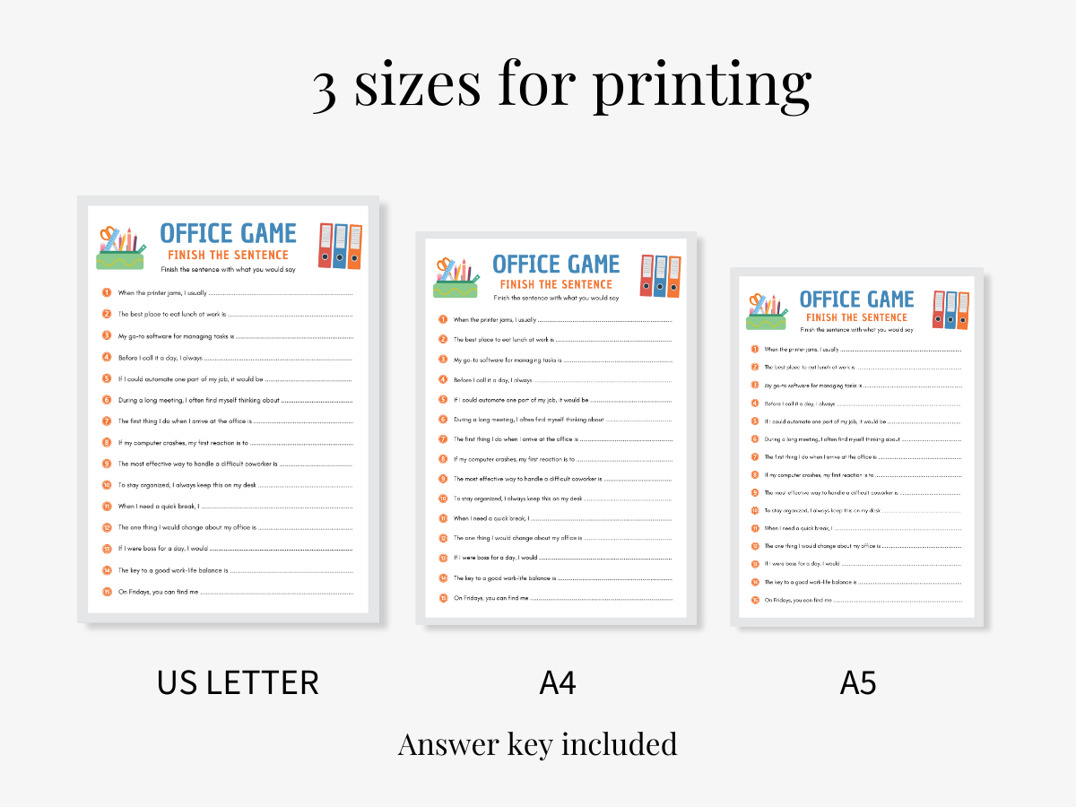 Office 10 Games Bundle Printable - Digital Download - Print Play Palace