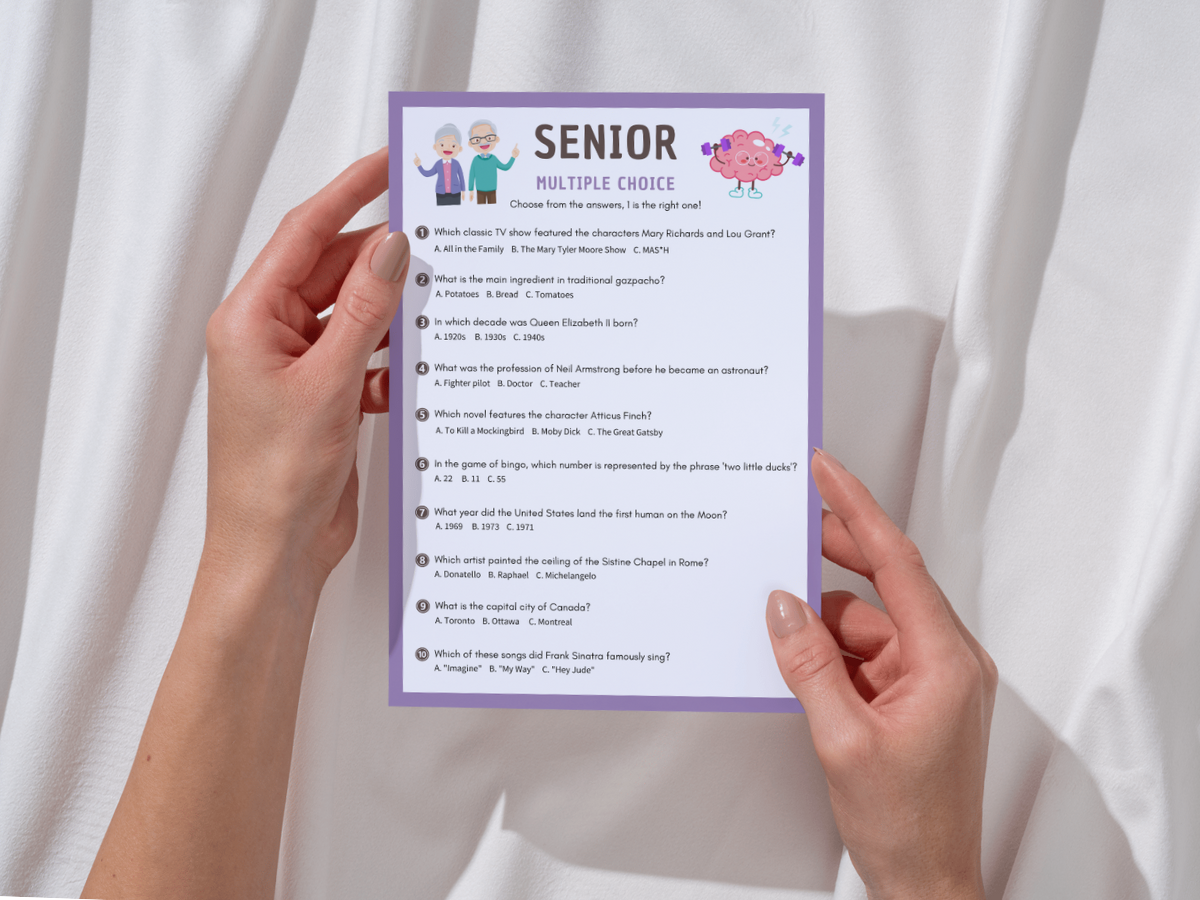 Senior 5 Games Bundle Printable - Digital Download - Print Play Palace