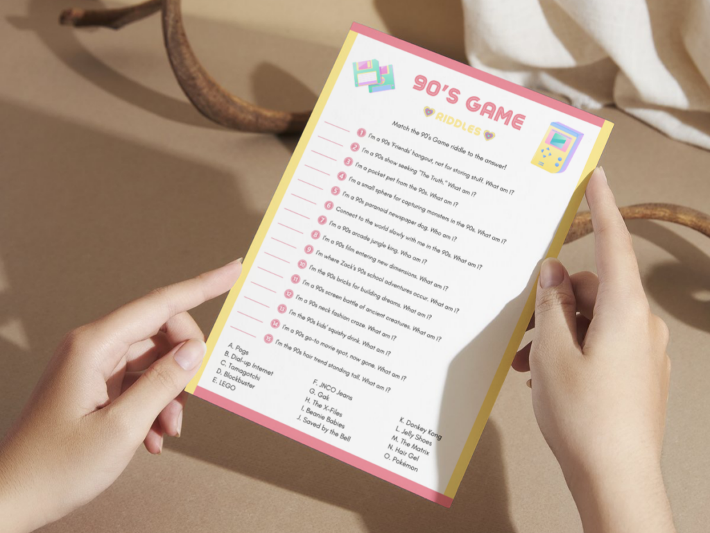 90s 10 Games Bundle Printable - Digital Download - Print Play Palace
