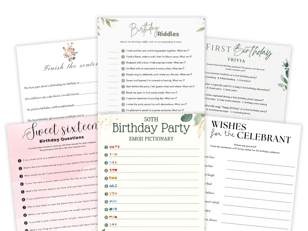 Printable Party Games for Every Occasion - Digital Download - Print ...