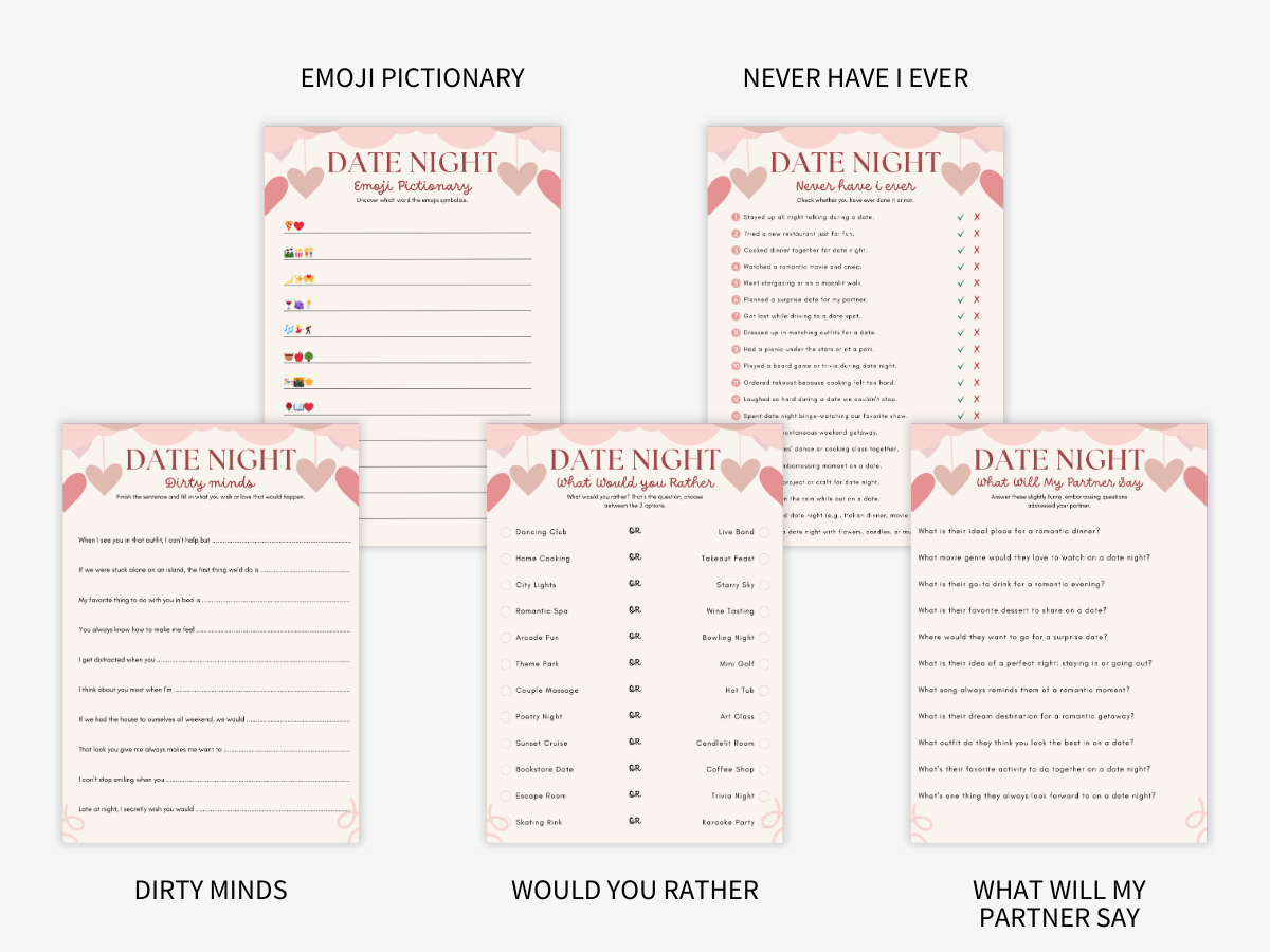 Date Night 10 Games Bundle Printable - Digital Download - Print Play Palace