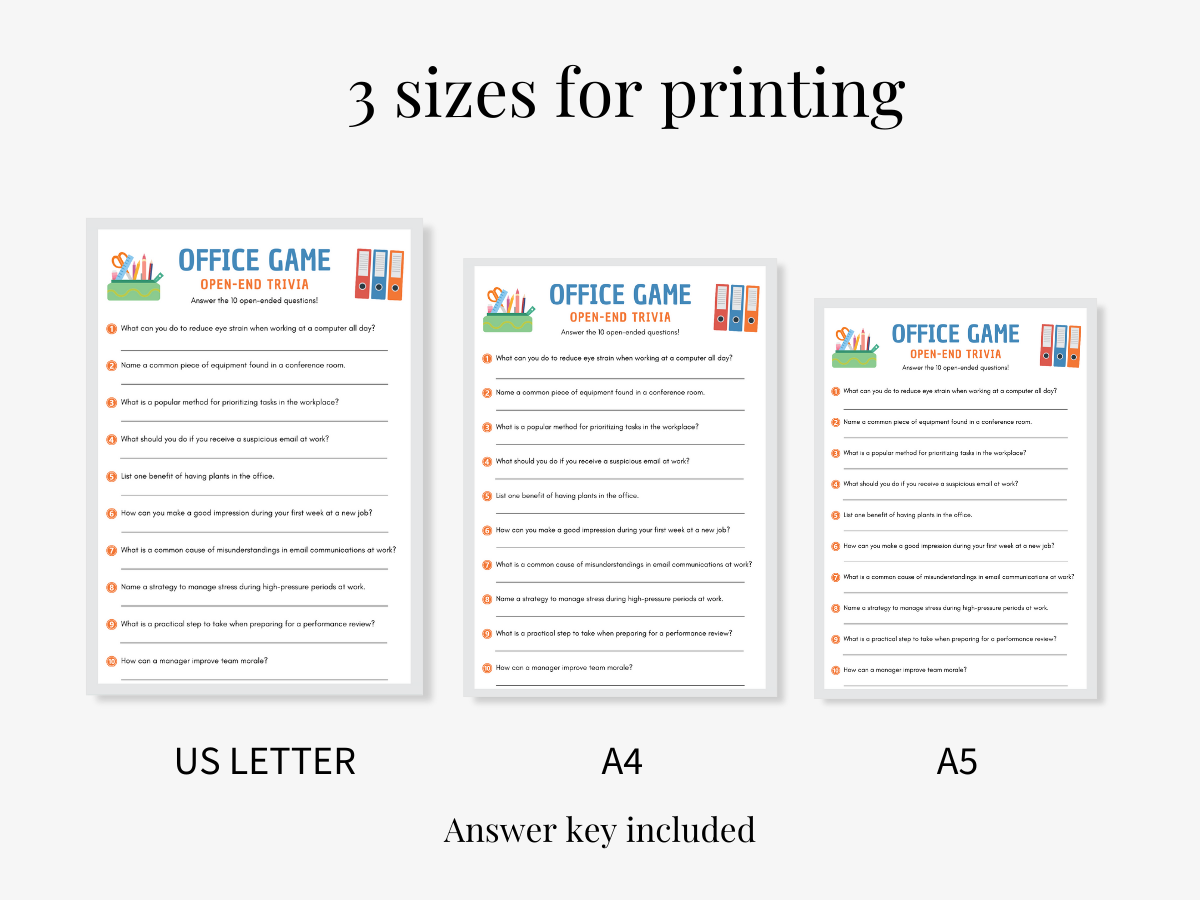 Office 5 Games Bundle Printable - Digital Download - Print Play Palace