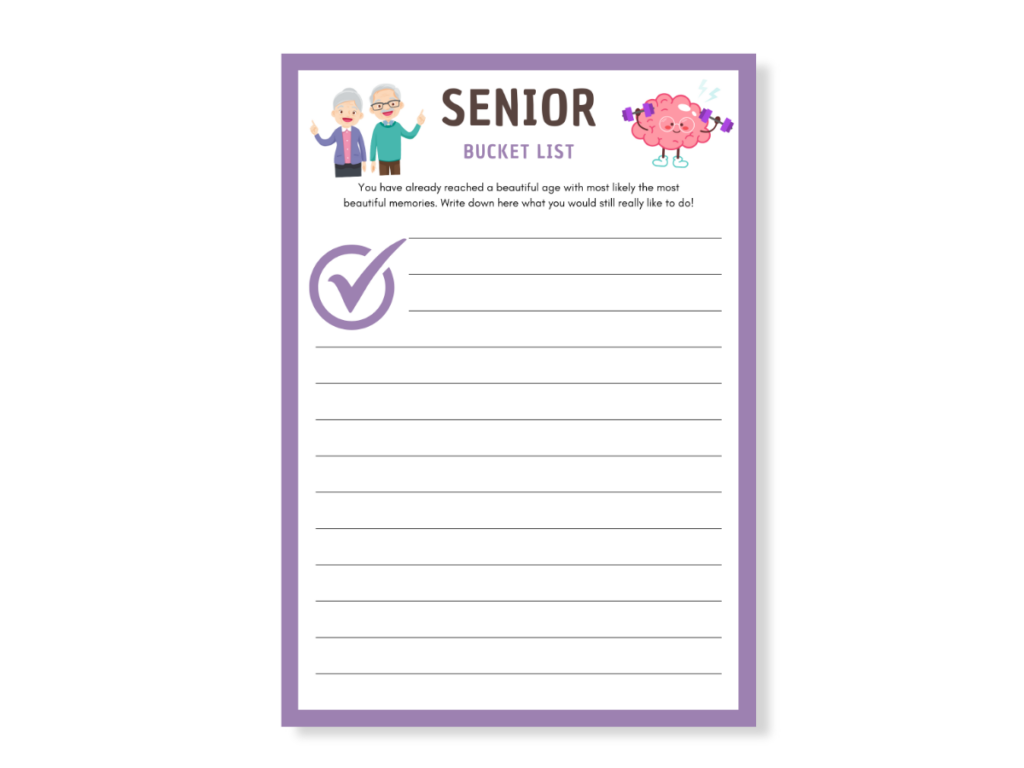Senior Bucket List Game Printable - Digital Download - Print Play Palace