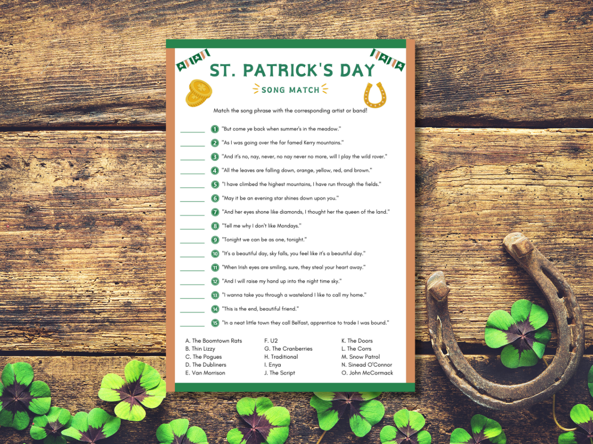 Saint Patrick's Day Song Match Game Printable - Digital Download ...