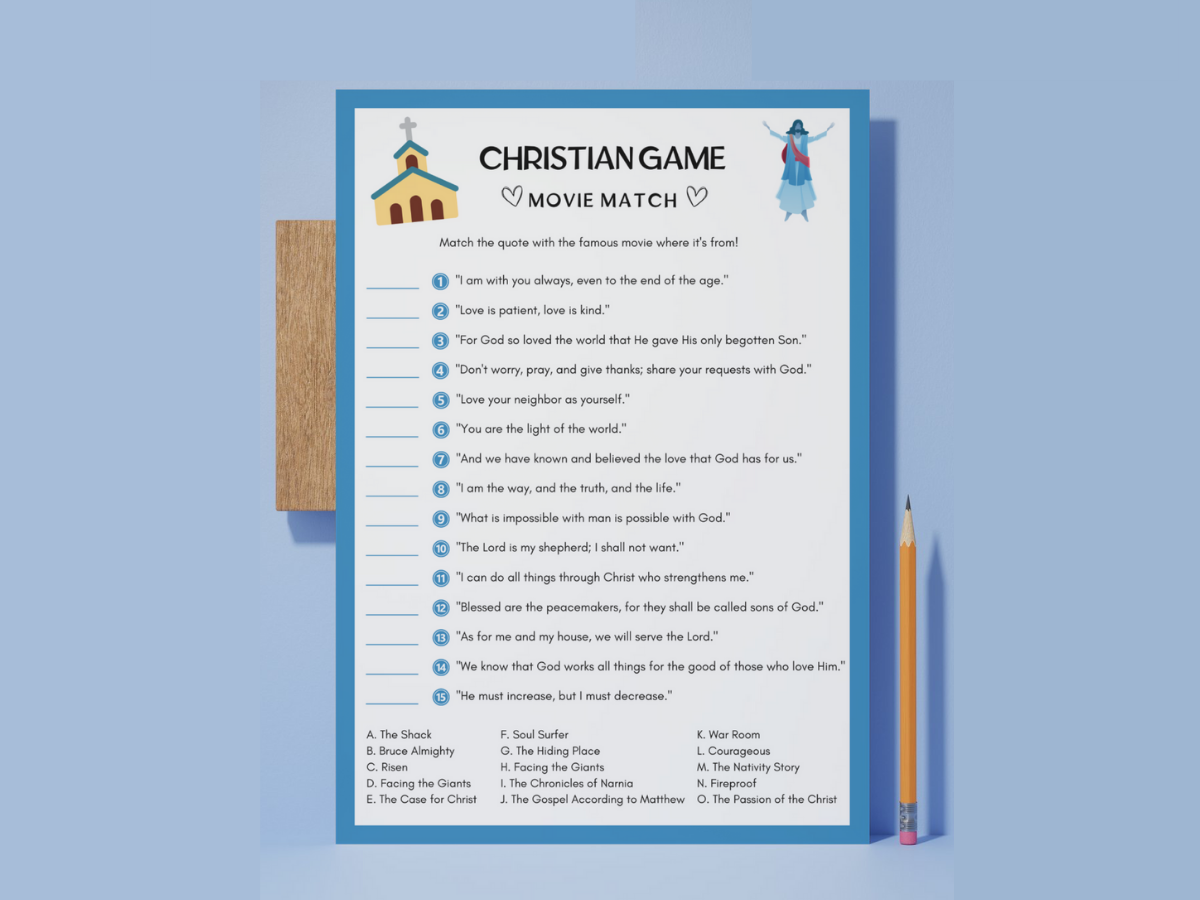 Christian Movie Match Game Printable - Digital Download - Print Play Palace