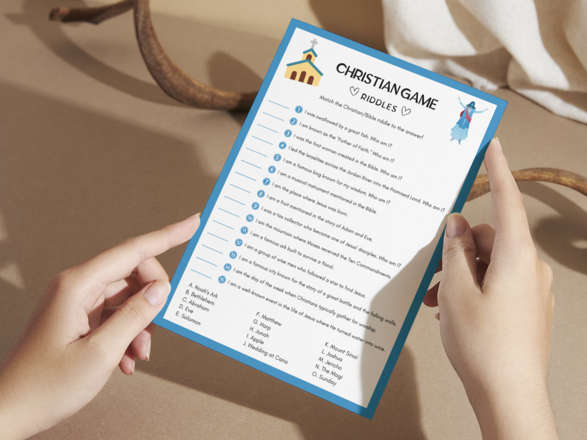 Christian Riddles Game Printable - Digital Download - Print Play Palace