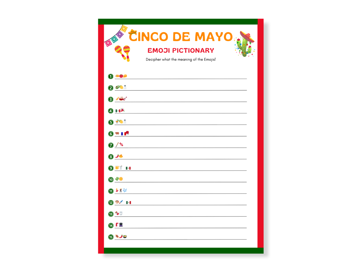 Cinco de Mayo Emoji Pictionary Printable - Digital Download - Print ...