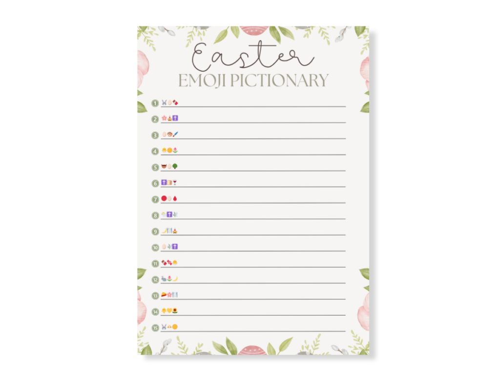 Easter Emoji Pictionary Game Printable - Digital Download - Print Play ...