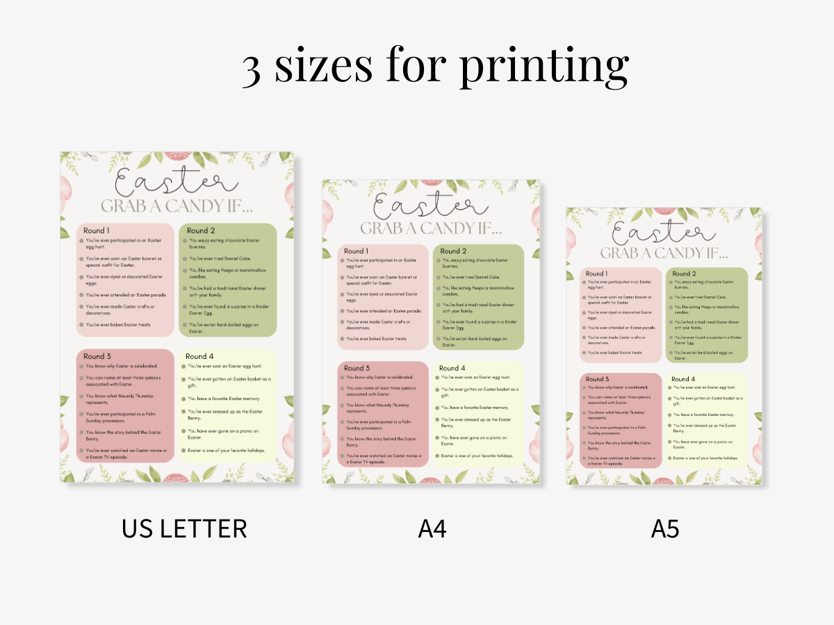 Easter Grab a Candy if... Game Printable - Digital Download - Print ...