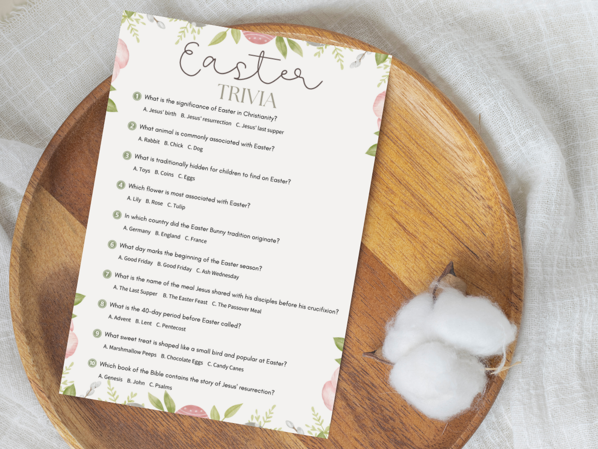Easter Multiple Choice Trivia Printable - Digital Download - Print Play ...