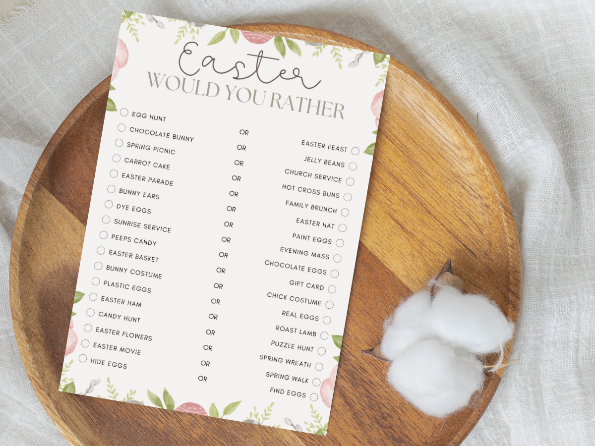 Easter Would You Rather Game Printable - Digital Download - Print Play ...
