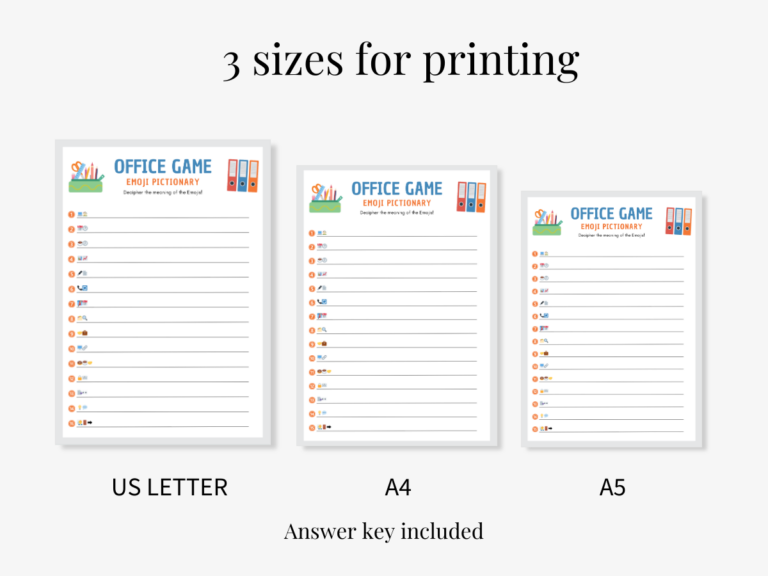 Office Emoji Pictionary Game Printable - Digital Download - Print Play ...