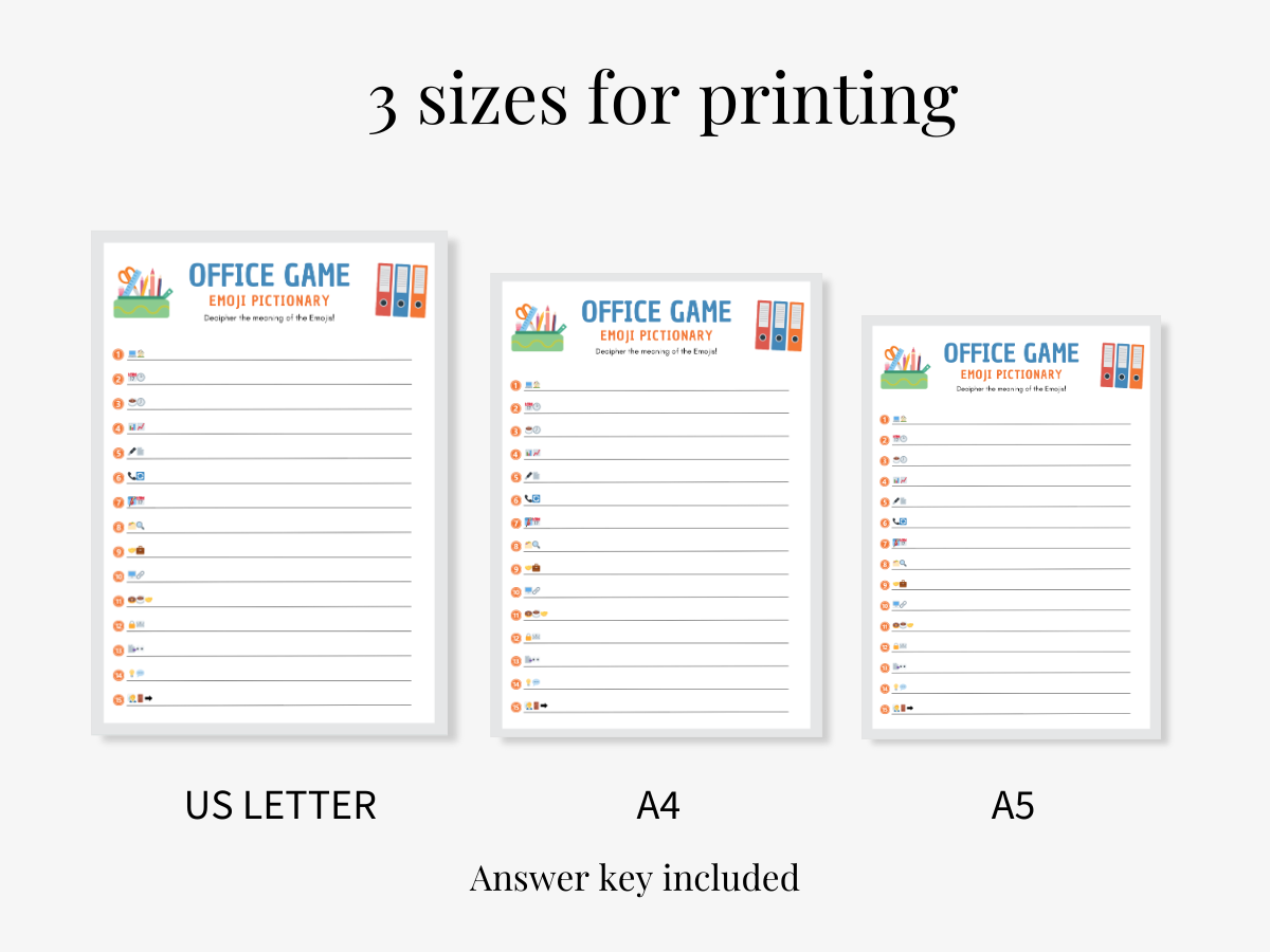 Office Emoji Pictionary Game Printable - Digital Download - Print Play ...