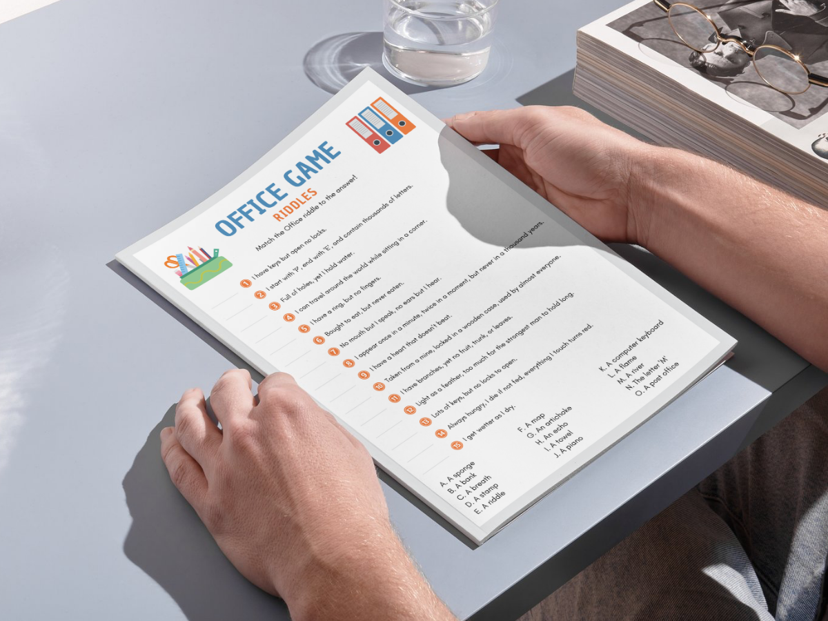 Office Riddles Game Printable - Digital Download - Print Play Palace