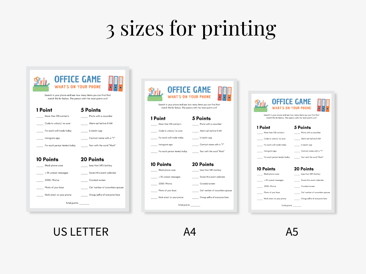 Office What's On Your Phone Game Printable - Digital Download - Print ...