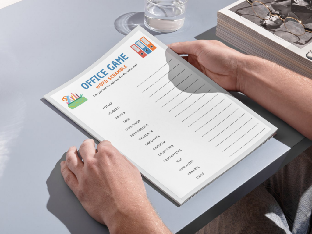 Office Word Scramble Game Printable - Digital Download - Print Play Palace