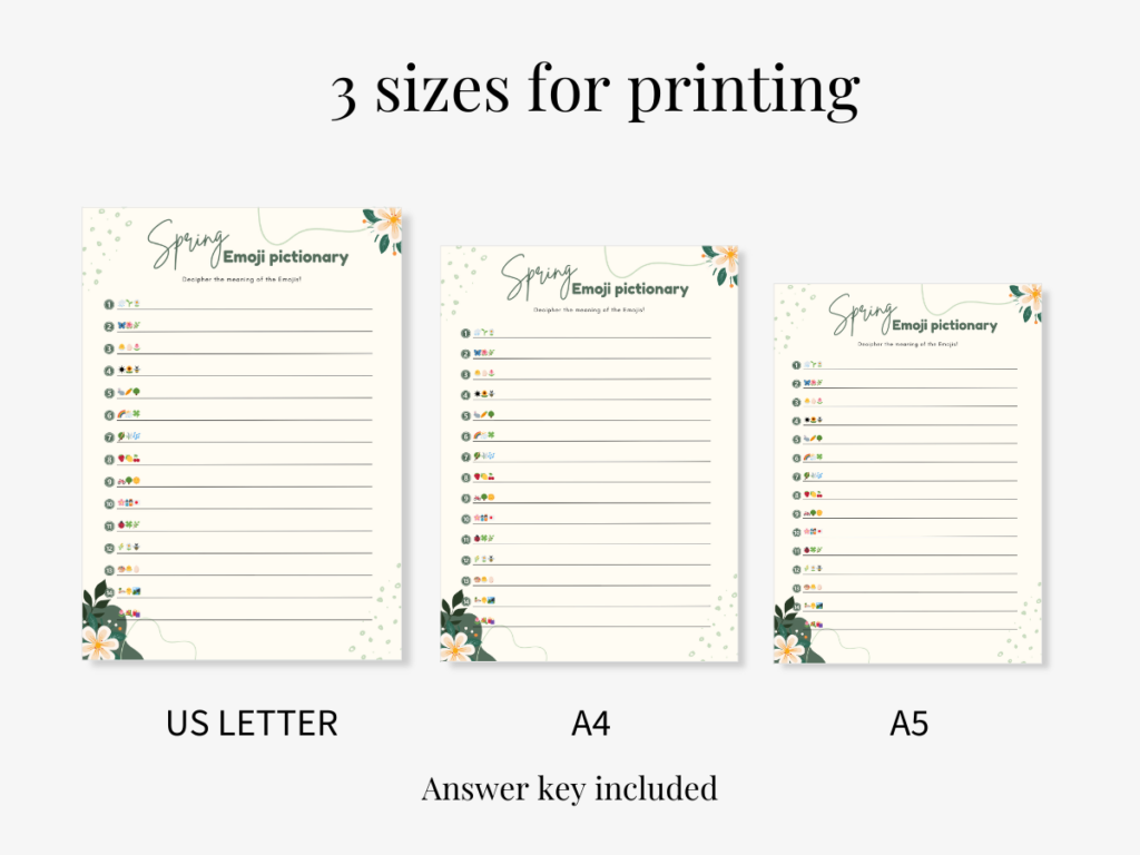 Spring Emoji Pictionary Game Printable - Digital Download - Print Play ...