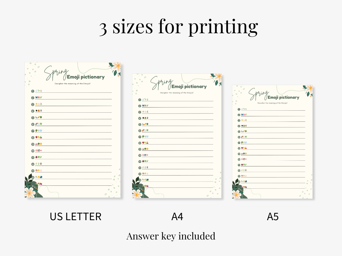 Spring Emoji Pictionary Game Printable - Digital Download - Print Play ...