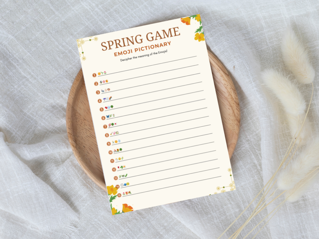 Floral Spring Emoji Pictionary Game Printable - Digital Download ...