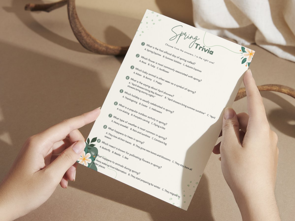 Spring Multiple Choice Trivia Printable - Digital Download - Print Play ...