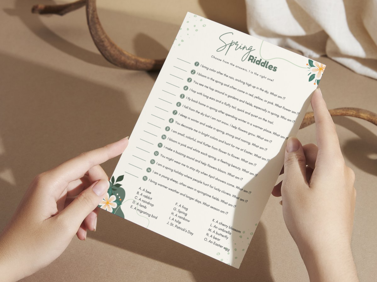 Spring Riddles Game Printable - Digital Download - Print Play Palace