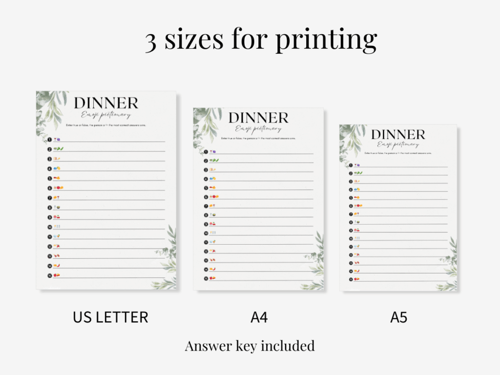 Dinner Party Emoji Pictionary Game Printable - Digital Download - Print ...