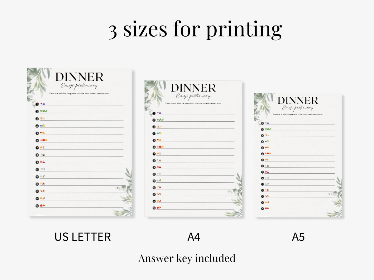 Dinner Party Emoji Pictionary Game Printable - Digital Download - Print ...