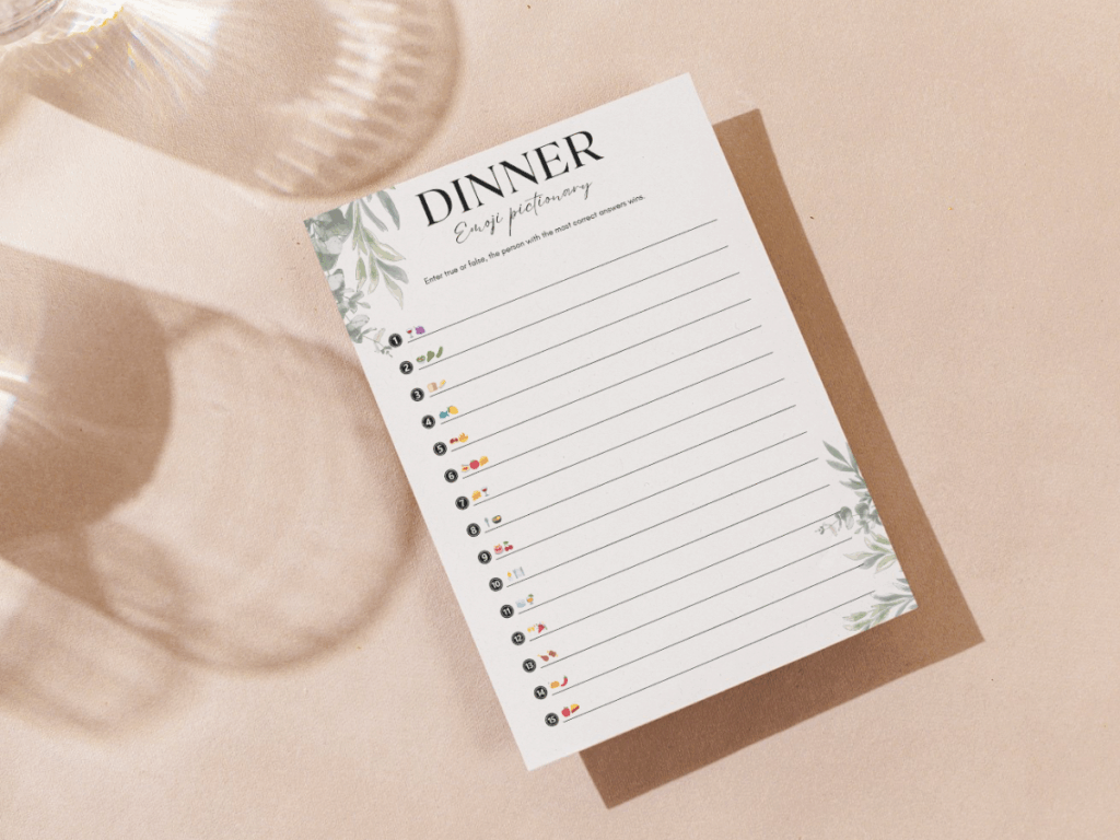 Dinner Party Emoji Pictionary Game Printable - Digital Download - Print ...
