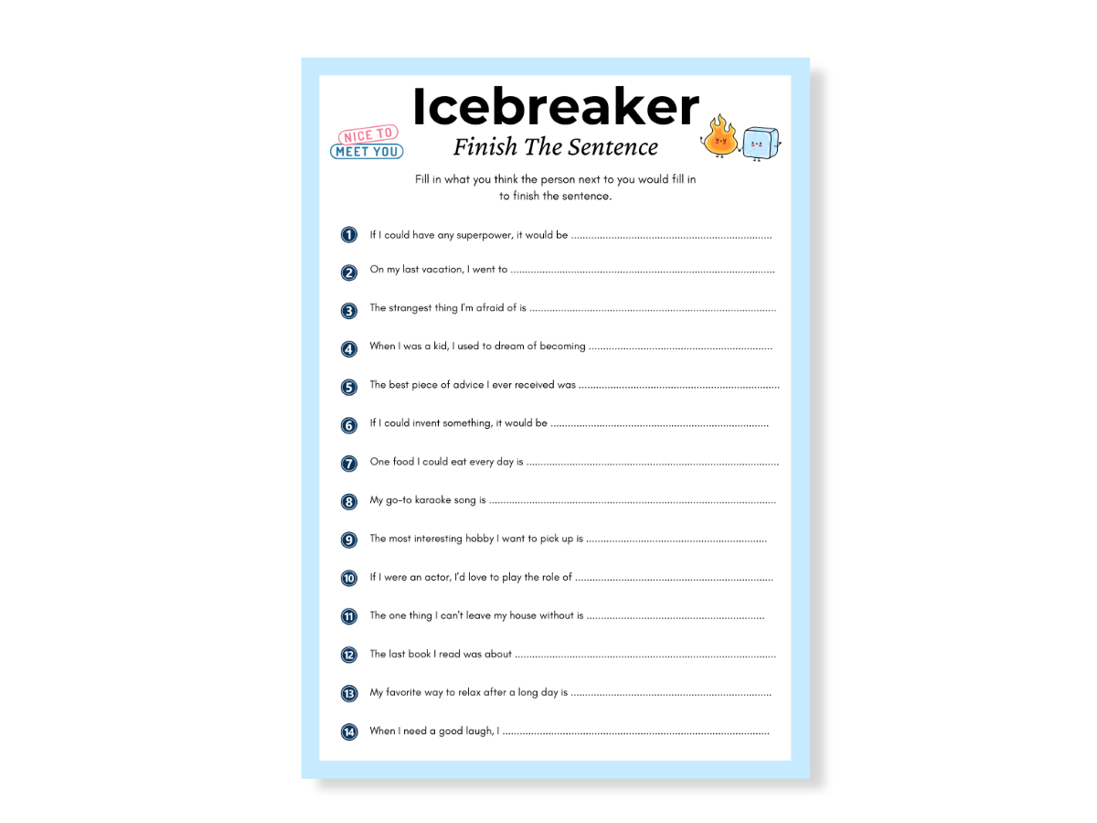 Icebreaker Finish the Sentence Game Printable - Digital Download ...