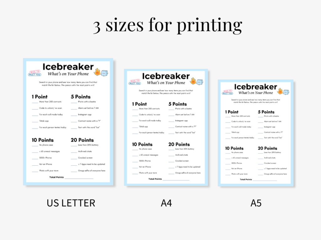 Icebreaker What's On Your Phone Game Printable - Digital Download ...