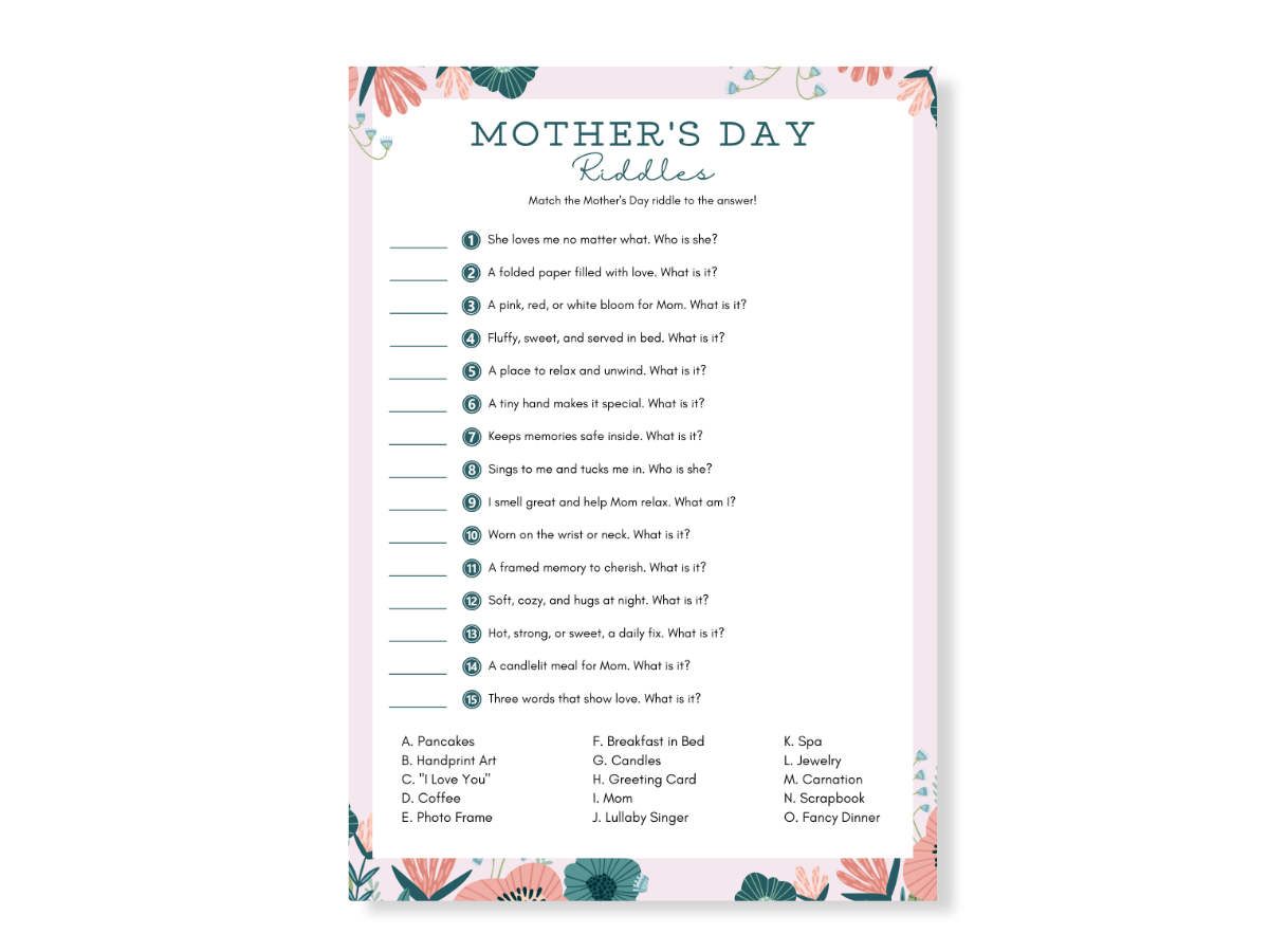 Mother's Day Riddles Printable - Digital Download - Print Play Palace