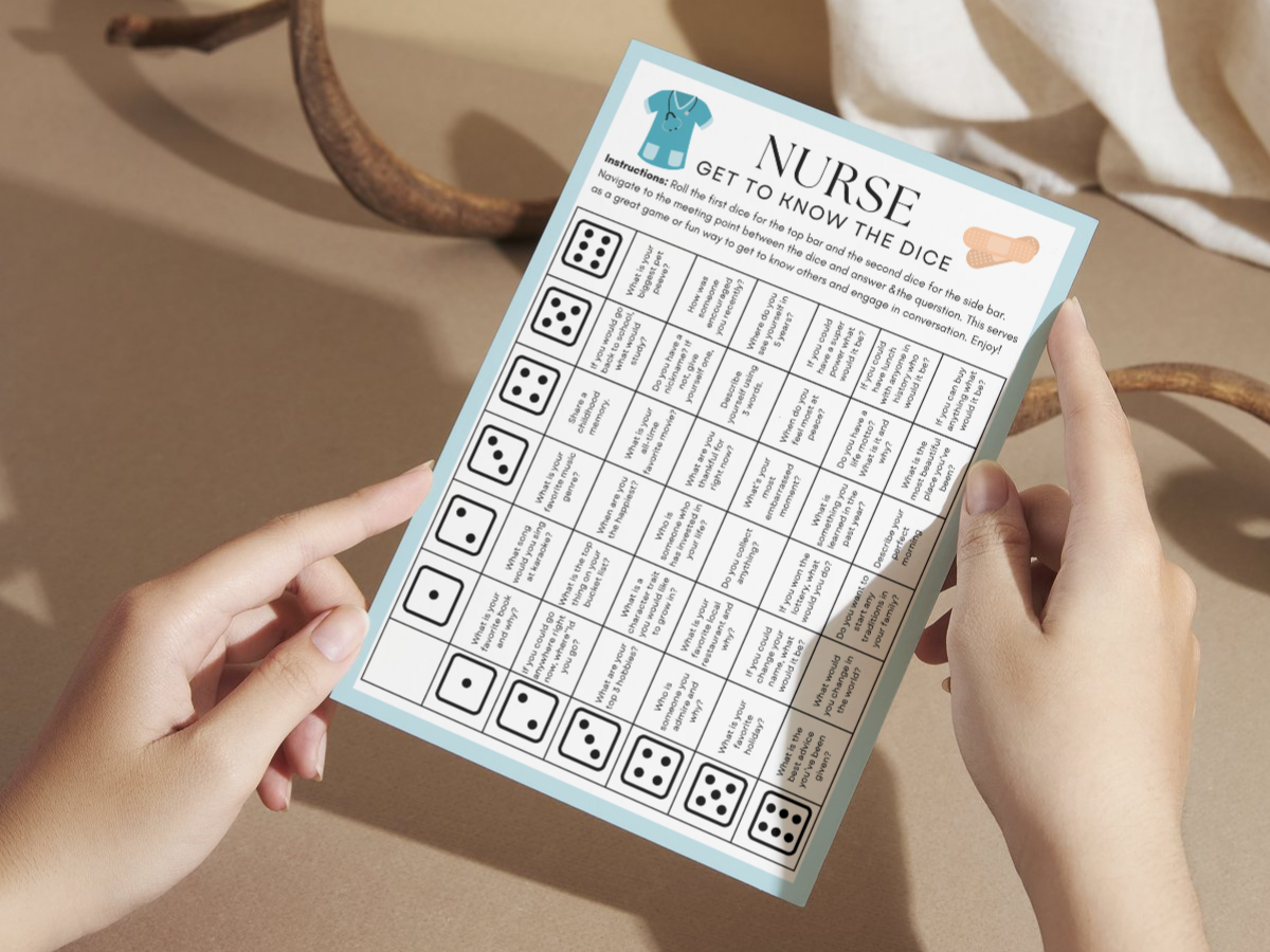 Nurse Dice Game Printable - Digital Download - Print Play Palace