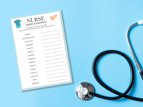 Nurse Word Scramble Game Printable - Digital Download - Print Play Palace