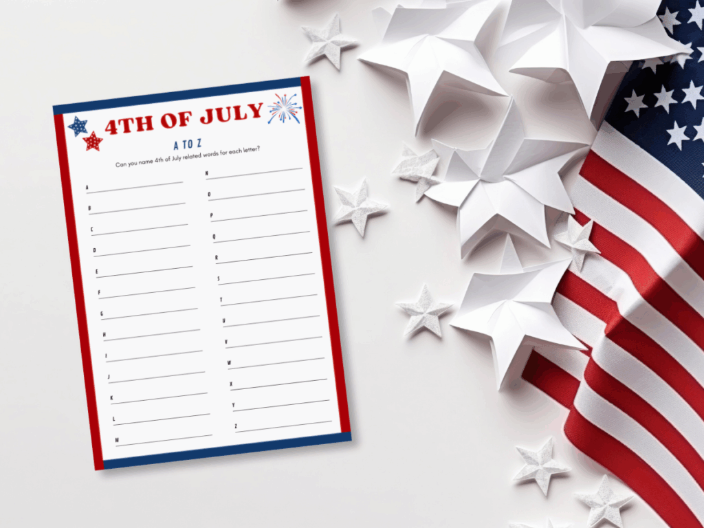 4th of July A to Z Game Printable - Digital Download - Print Play Palace