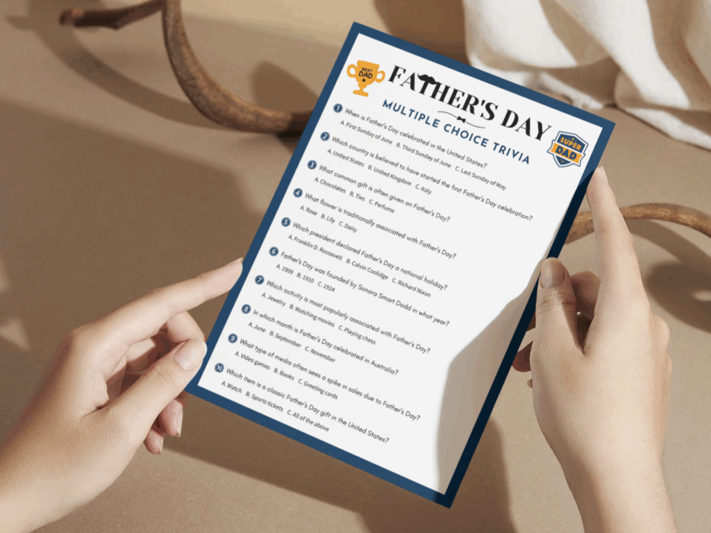 Father's Day Multiple Choice Trivia Game Printable - Digital Download ...