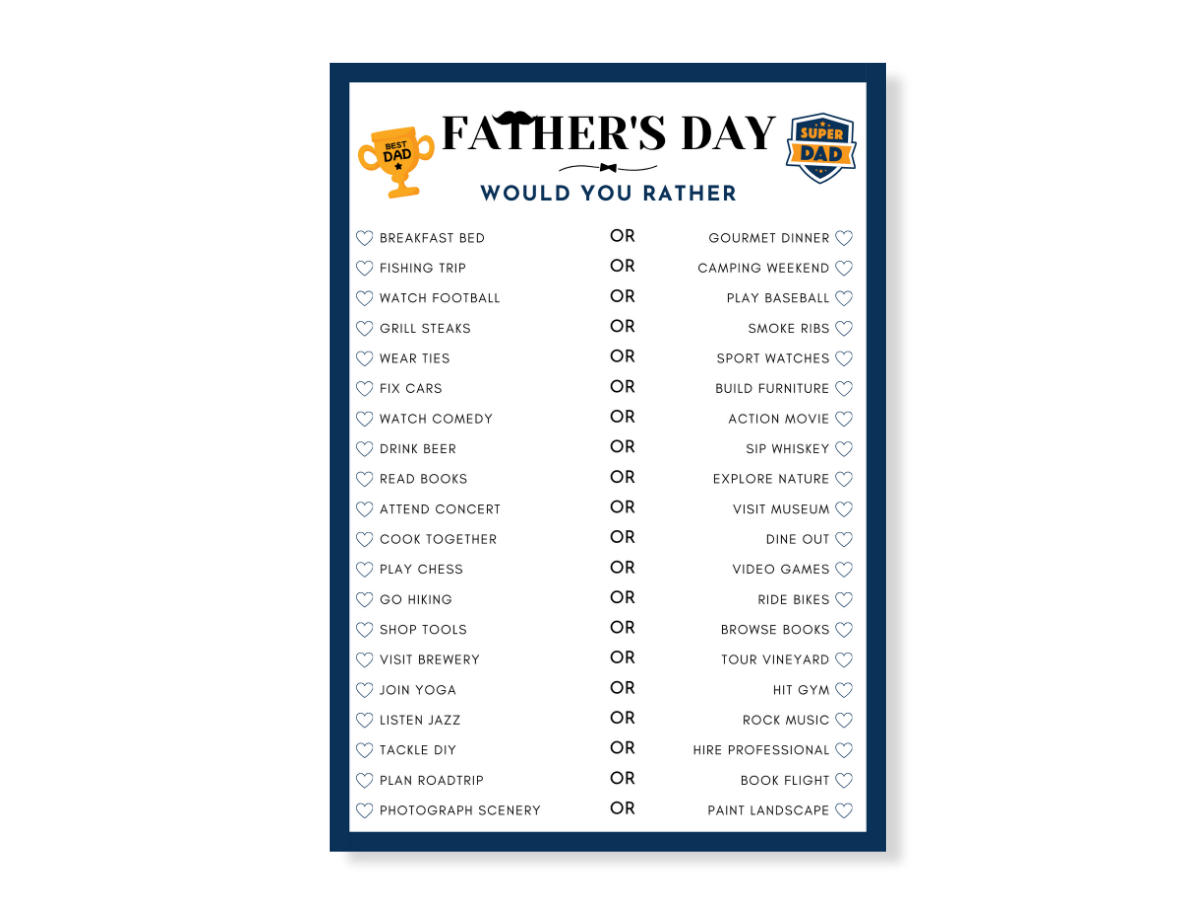 Father's Day Would You Rather Game Printable - Digital Download - Print ...