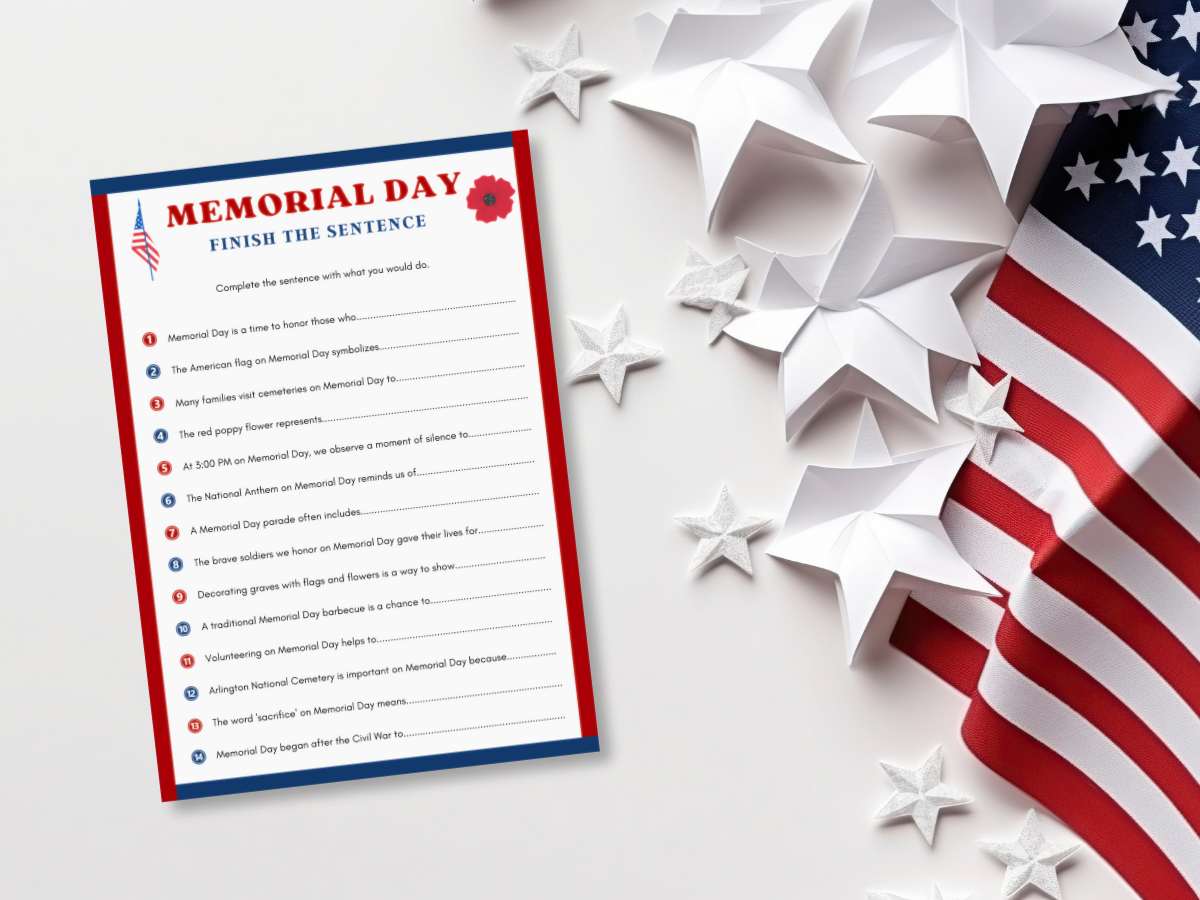 Memorial Day Finish the Sentence Game Printable - Digital Download ...