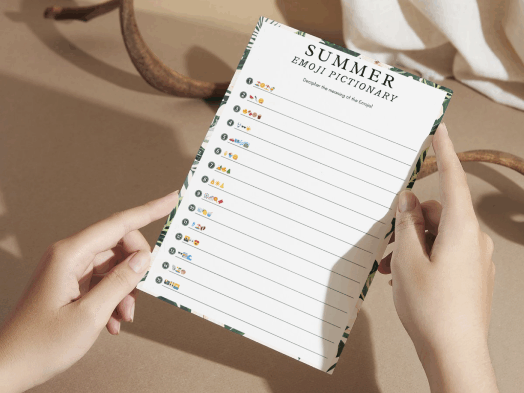 Summer Emoji Pictionary Game Printable - Digital Download - Print Play ...