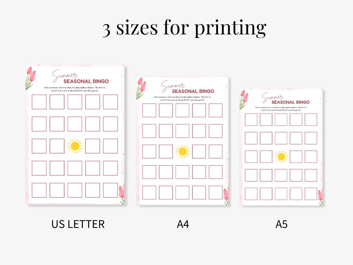 Floral Summer Empty Bingo Game Printable - Digital Download - Print ...