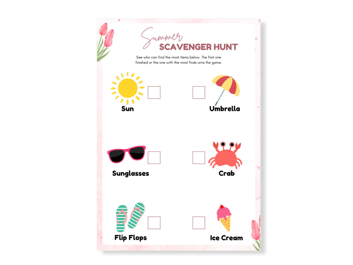 Floral Summer Scavenger Hunt Game Printable - Digital Download - Print ...