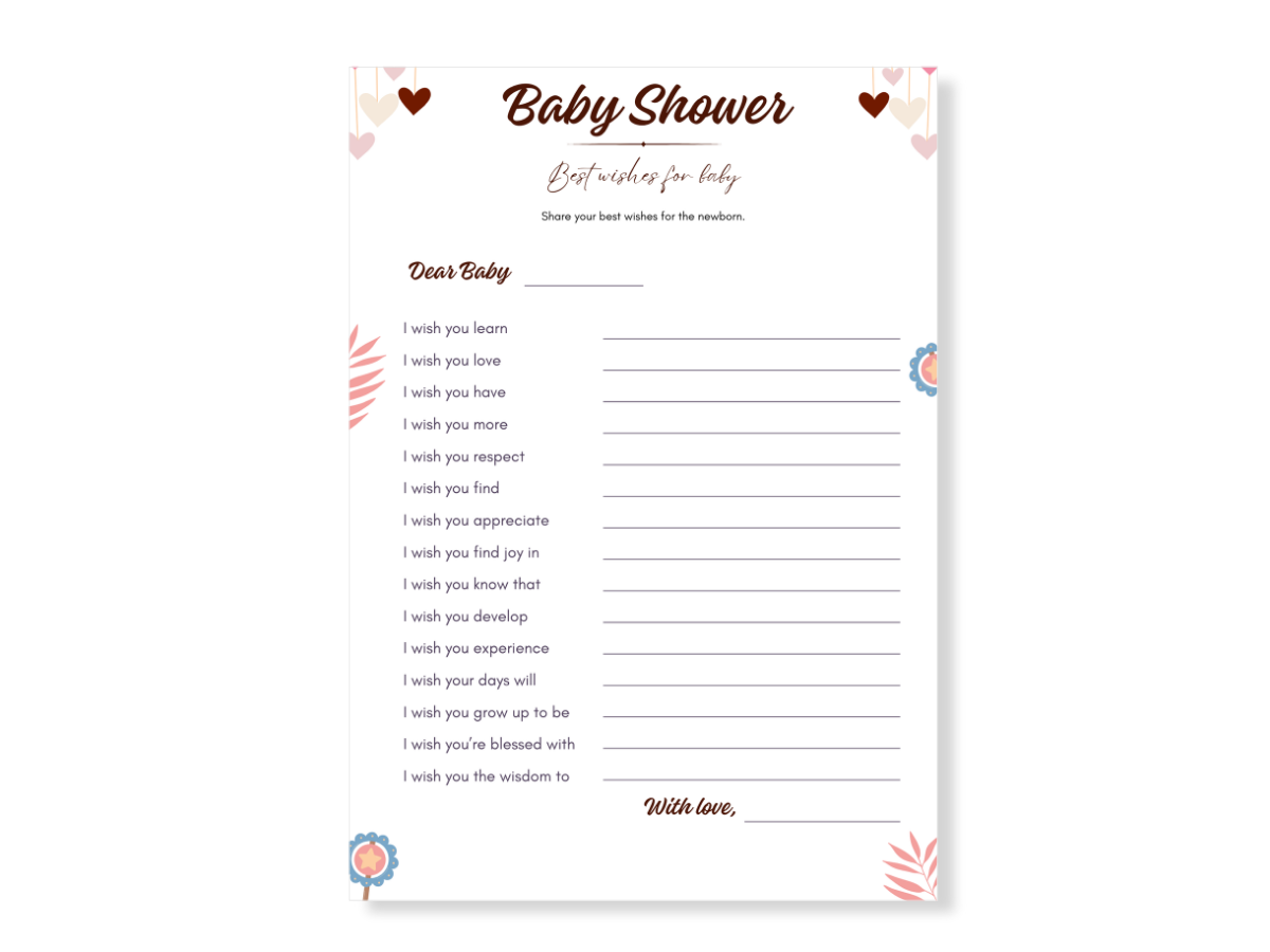Baby Shower Best Wishes Game Printable - Digital Download - Print Play ...