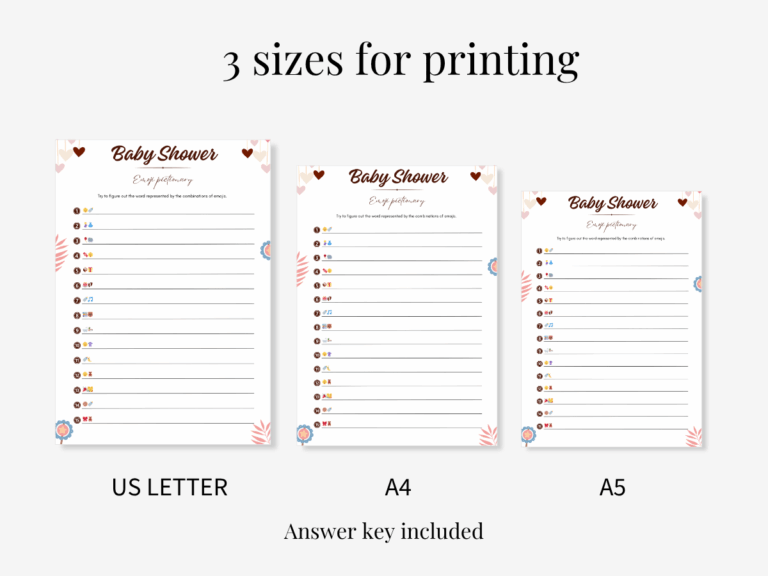 Baby Shower Emoji Pictionary Game Printable - Digital Download - Print ...