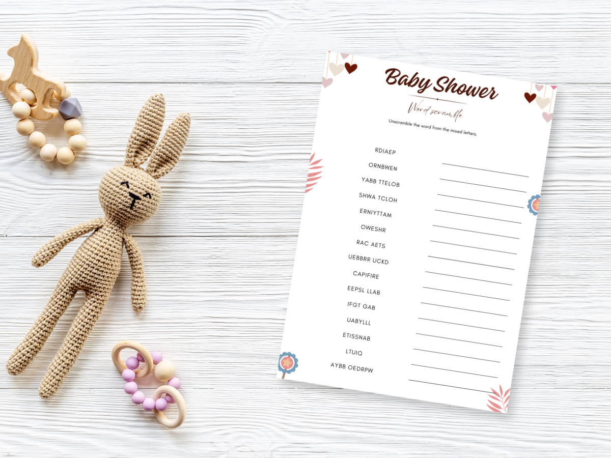Baby Shower Word Scramble Game Printable - Digital Download - Print ...
