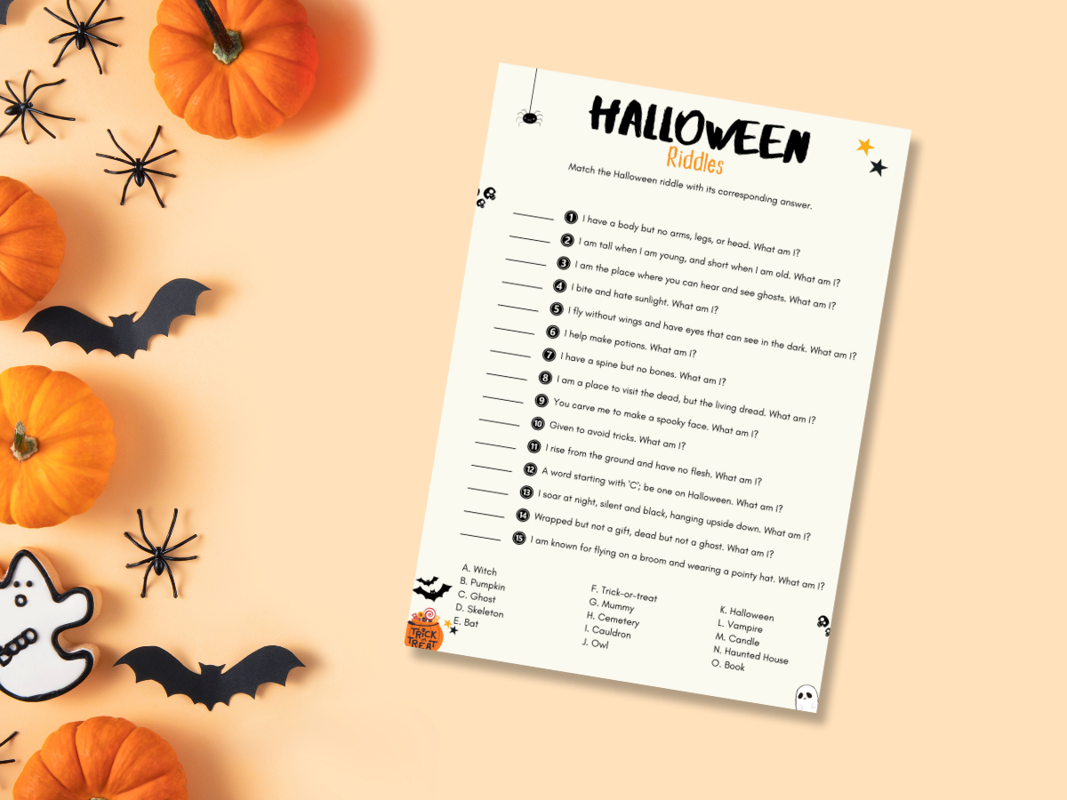 Minimalistic Halloween Riddles Game Printable - Digital Download ...