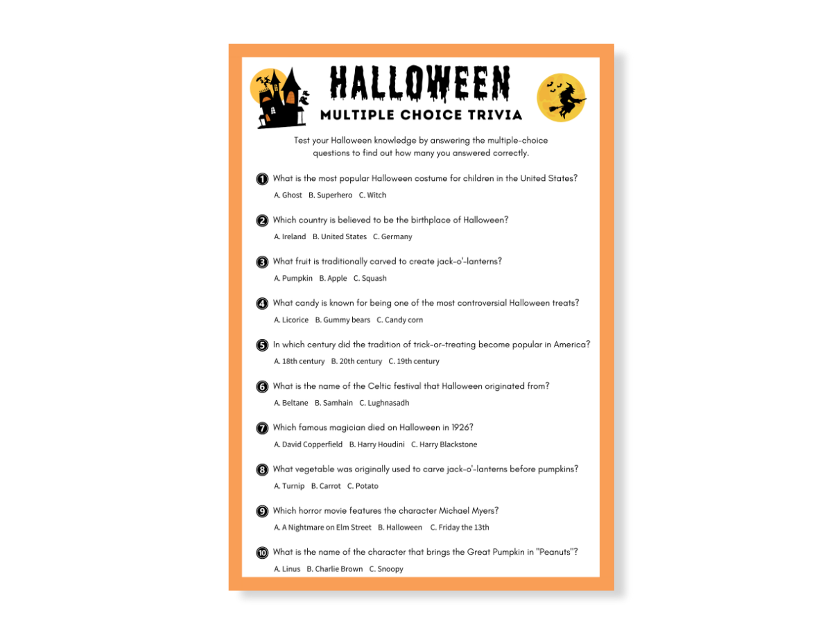 Halloween Multiple Choice Trivia Game Printable - Digital Download ...