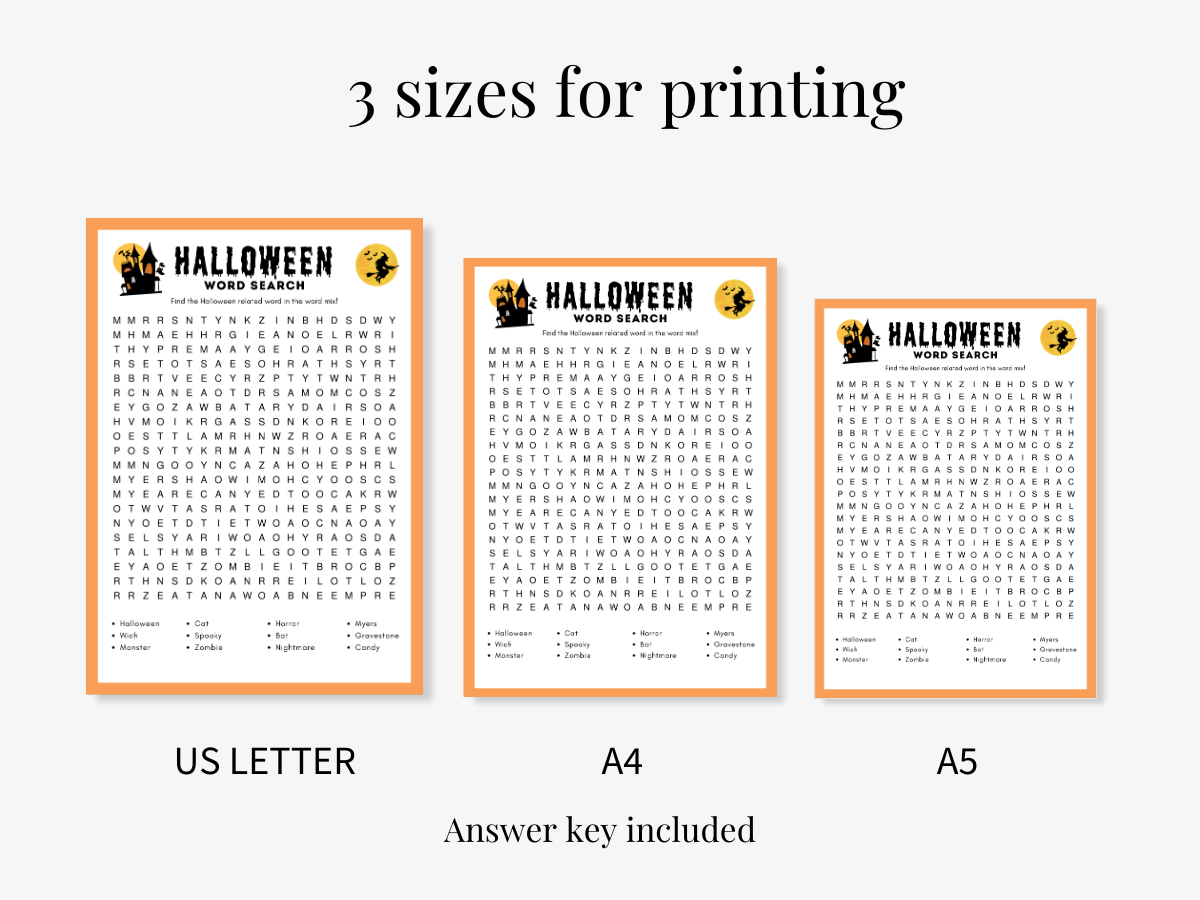 Halloween Word Search Game Printable - Digital Download - Print Play Palace
